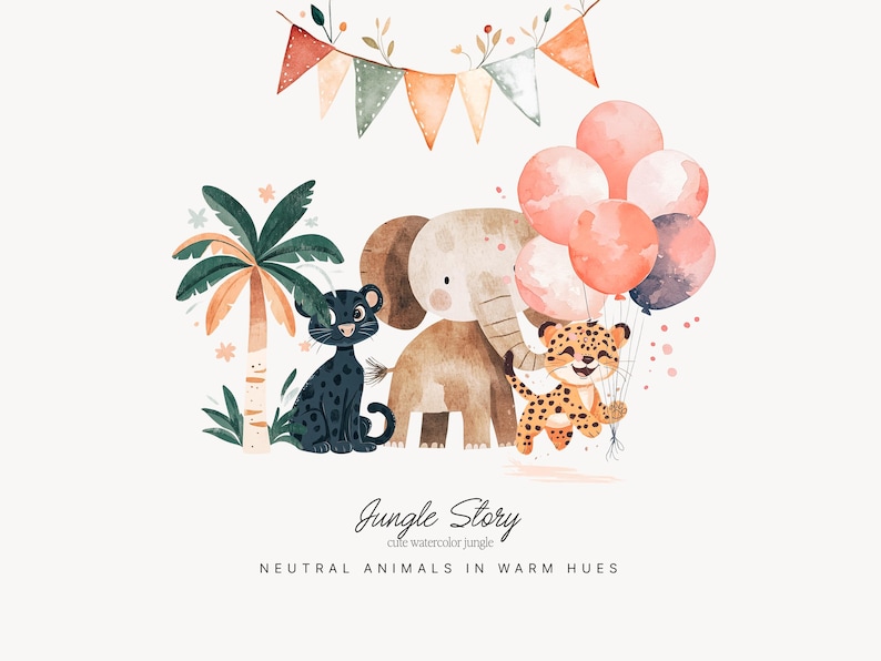 Watercolor Jungle Animals Clipart Collection - Cute and Quirky Animals ...