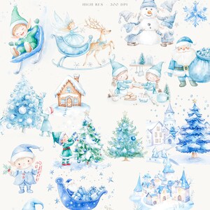 Blue Christmas Clipart - Santa's Village - Cute Christmas - Cute ...