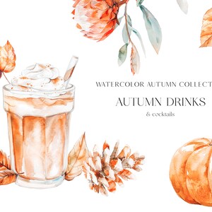 Autumn Drinks Clipart - Watercolor Drinks Clipart - Autumn Cocktails ...