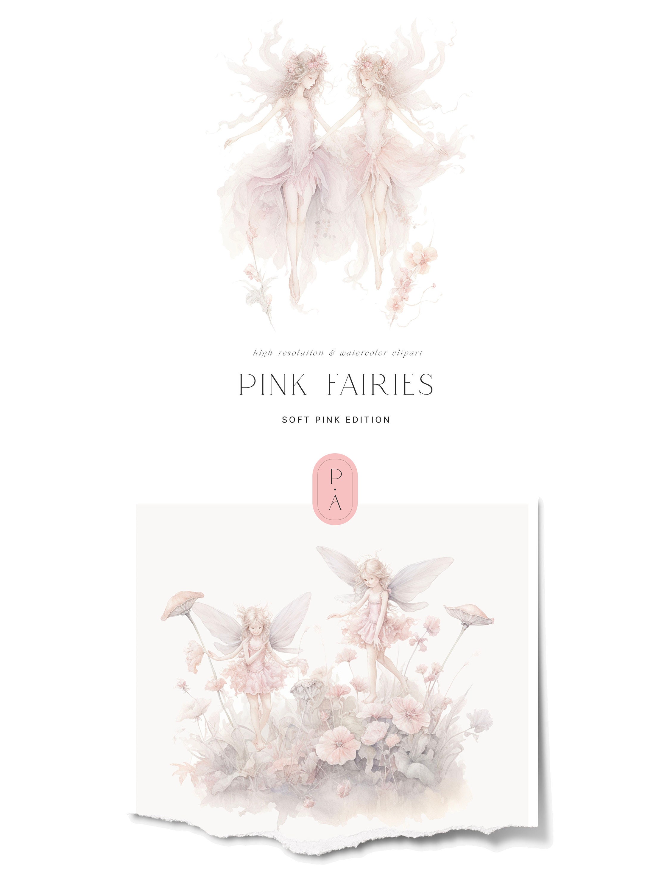 Watercolor Pink Fairies Clipart Pink Fairies Clipart Fairies Clipart ...