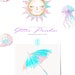 Glittery Sea Creatures Watercolor Clipart - Ocean Clipart - Clipart for ...