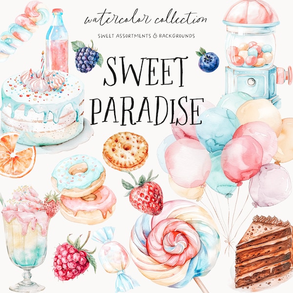 Watercolor Sweets - Etsy