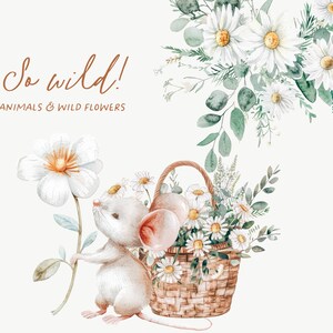Watercolor Woodland Animals and Wild Flowers Collection - Woodland Set ...