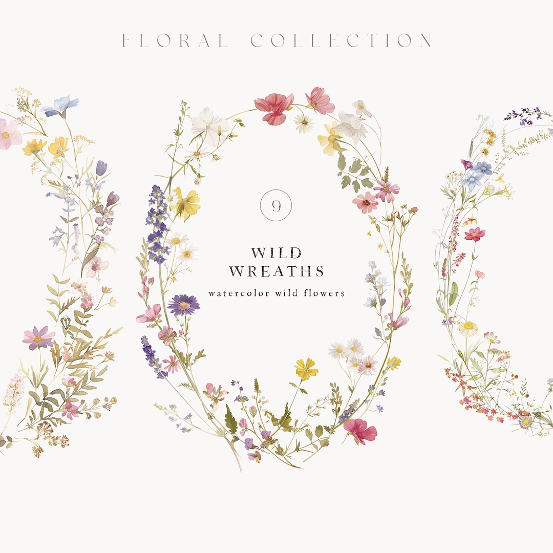 Watercolor Wild Wreaths - Wild Flower Arrangements - Wild Flowers ...