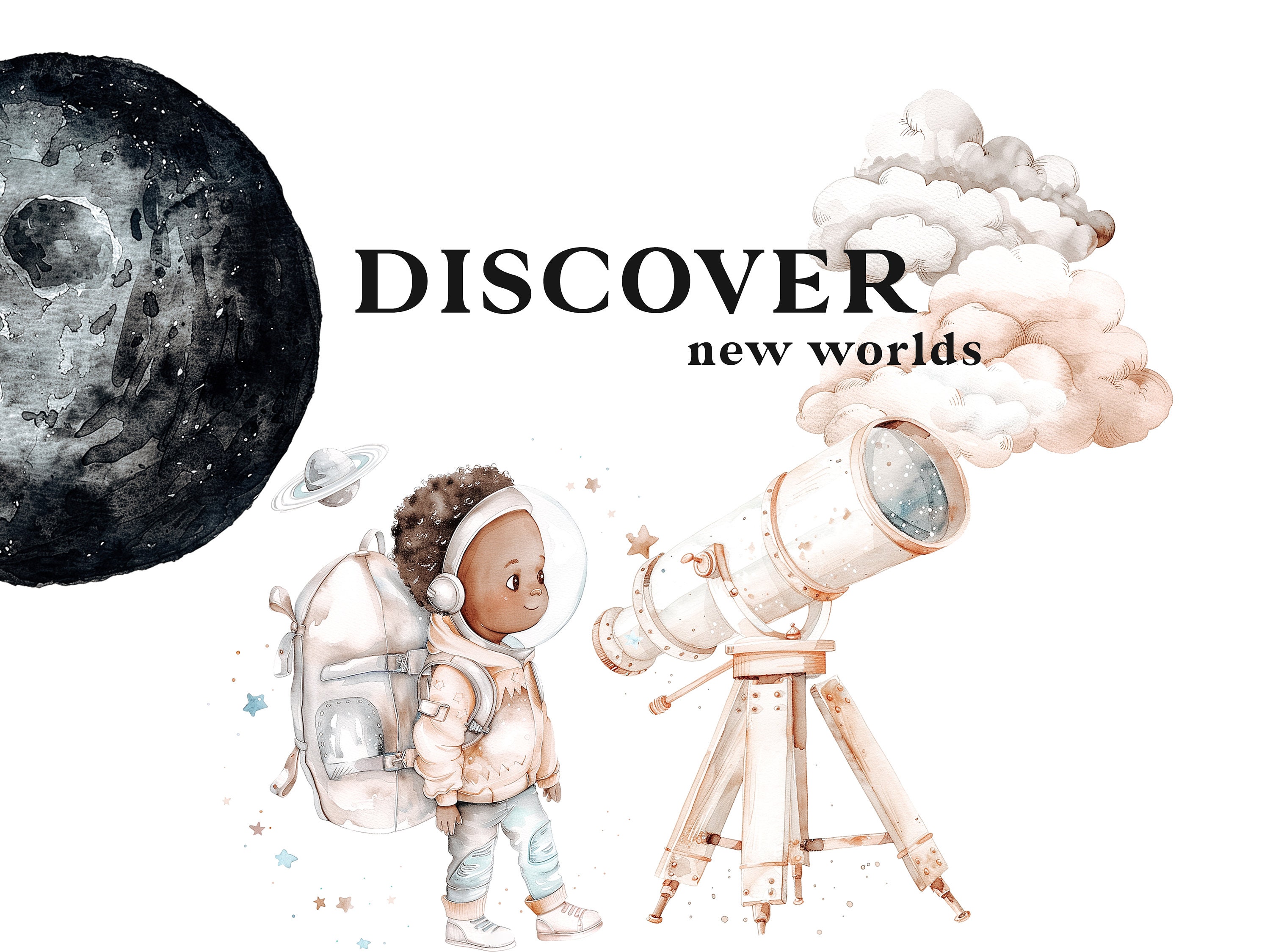 Space Clipart Astronaut Clipart Astronaut Boy Clipart Watercolor Space ...