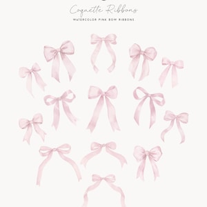 Watercolor Pink Coquette Ribbons Clipart - Coquette Clipart - Simple ...
