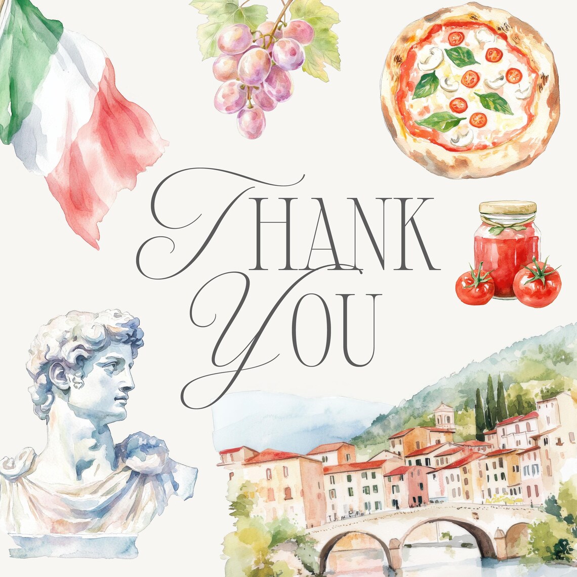 Italy Watercolor Clipart - Italian Travel - Italy - Watercolor Travel ...