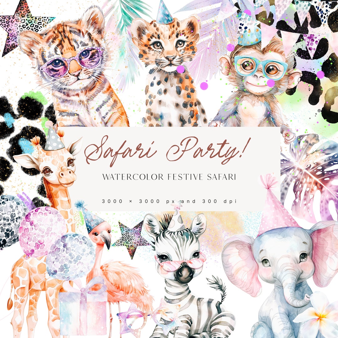 Safari Party Animal Clipart - Safari Party - Party Clipart Set ...