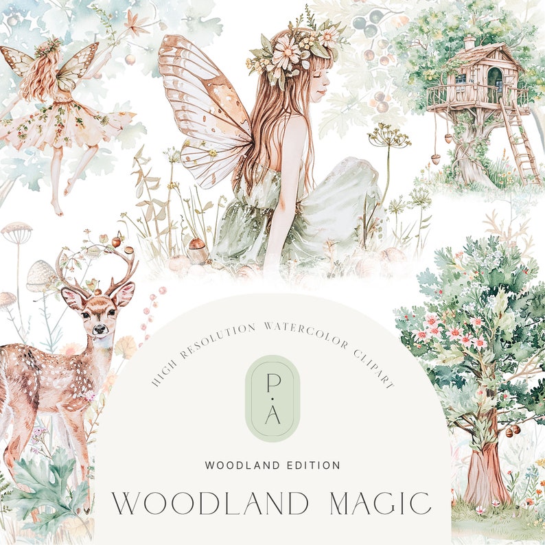 Watercolor Woodland Fairy Clipart - Fairies Clipart - Watercolor ...