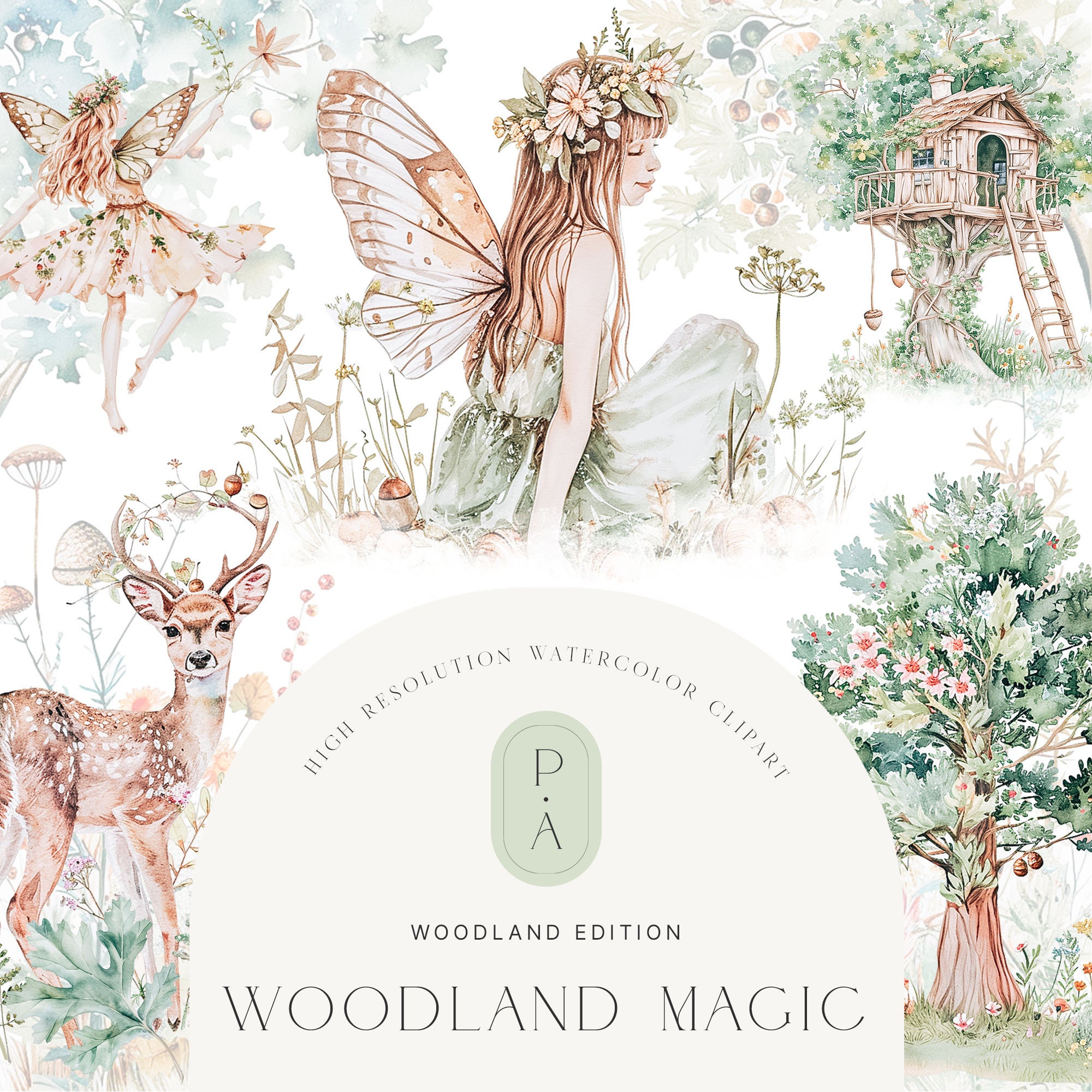 Watercolor Woodland Fairy Clipart Fairies Clipart Watercolor Woodland ...