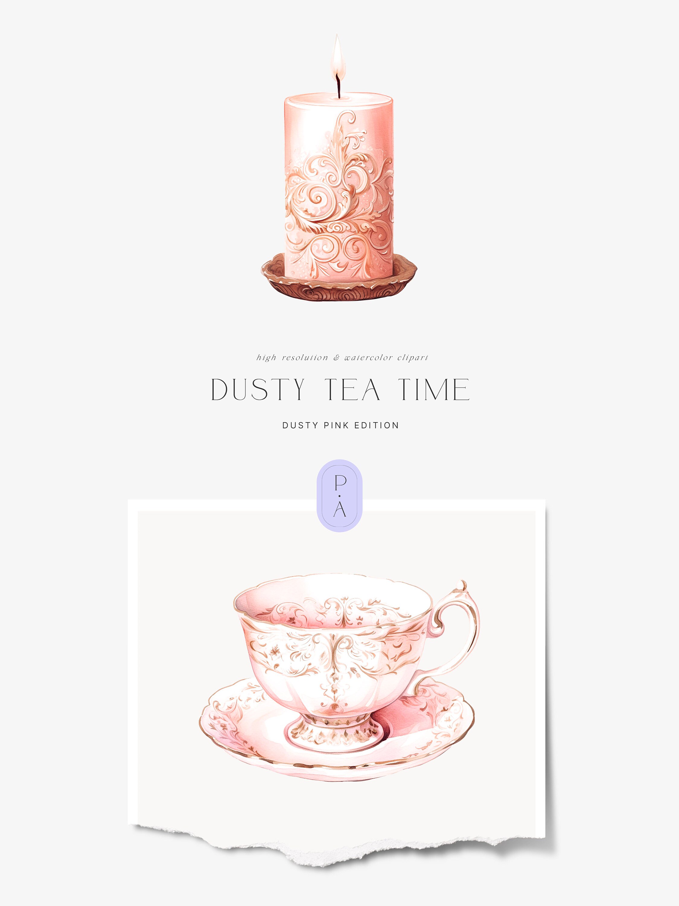 Dusty Rose Tea Party Clipart Watercolor Clipart Watercolor Tea Set ...