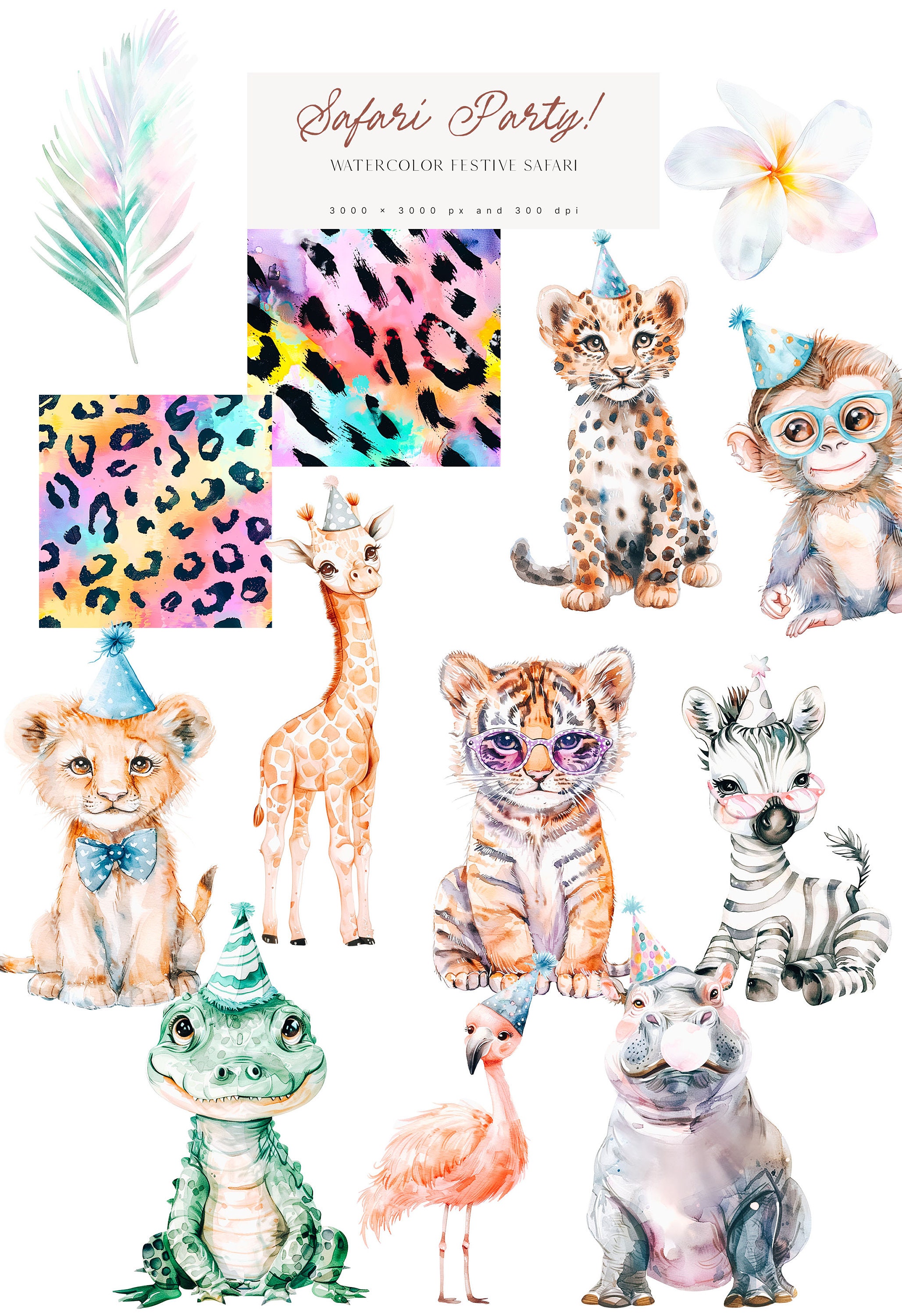 Safari Party Animal Clipart - Safari Party - Party Clipart Set ...