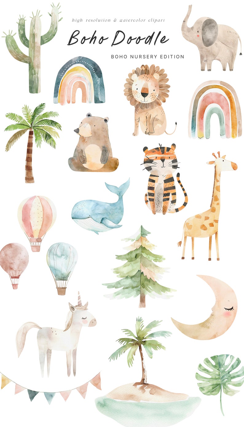 Boho Doodle Clipart Boho Nursery Clipart Neutral Doodles Neutral Baby ...