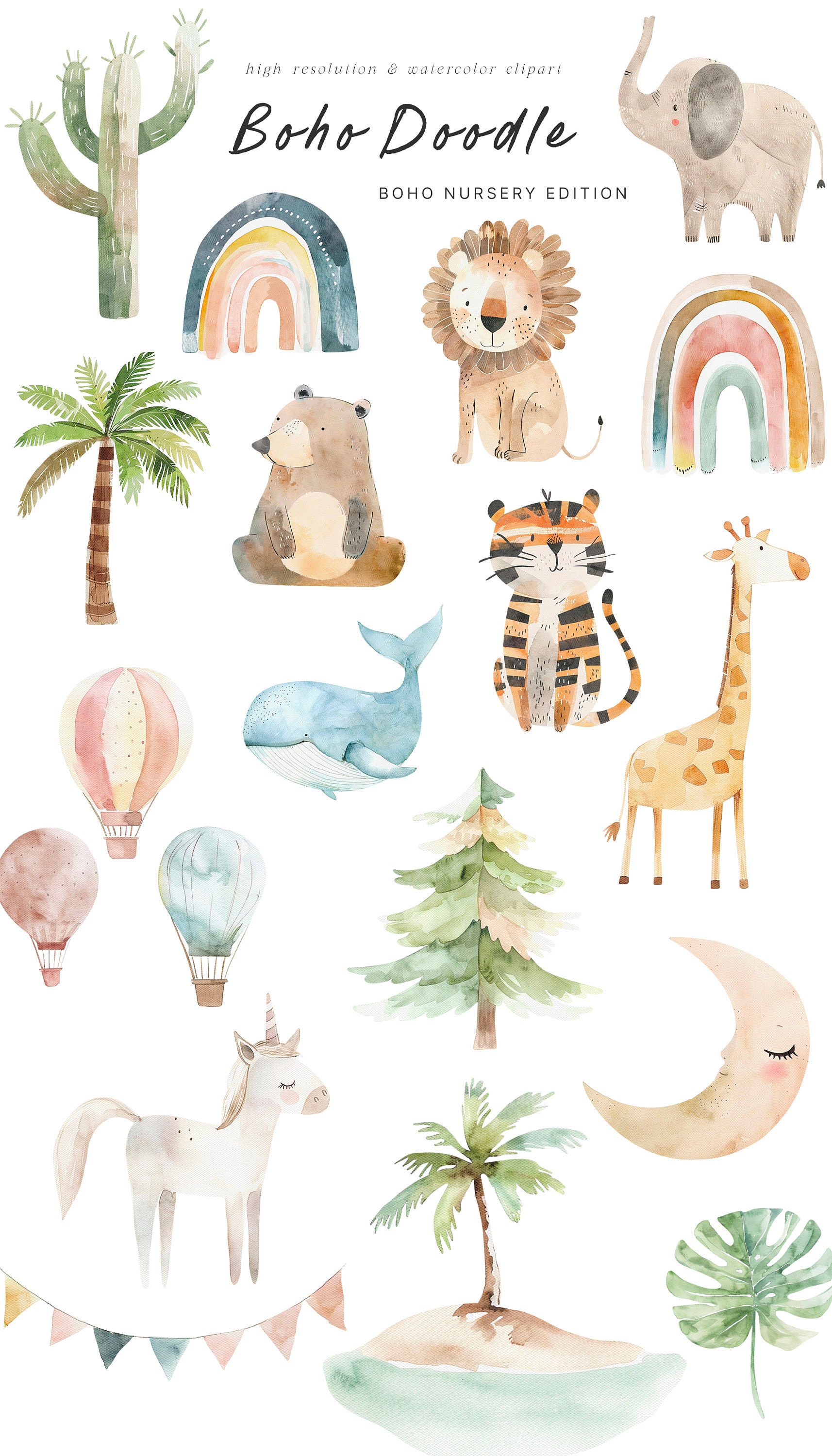 Boho Doodle Clipart Boho Nursery Clipart Neutral Doodles Neutral Baby ...