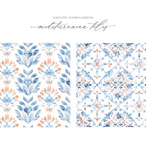 Watercolor Mediterranean Tile Seamless Patterns - Mediterranean ...