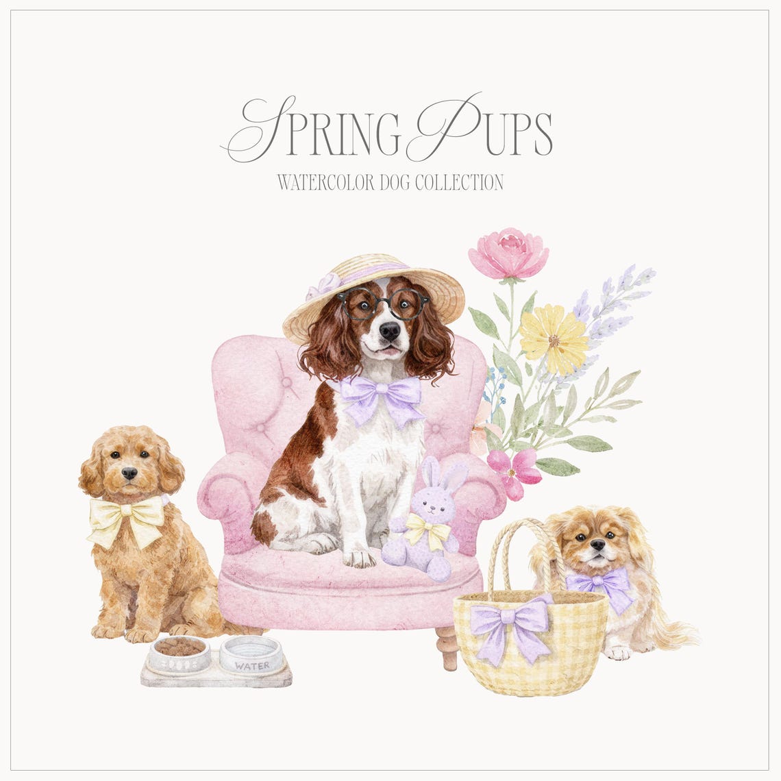 Watercolor Spring Pups Dog Breed Collection - Digital Download - Etsy