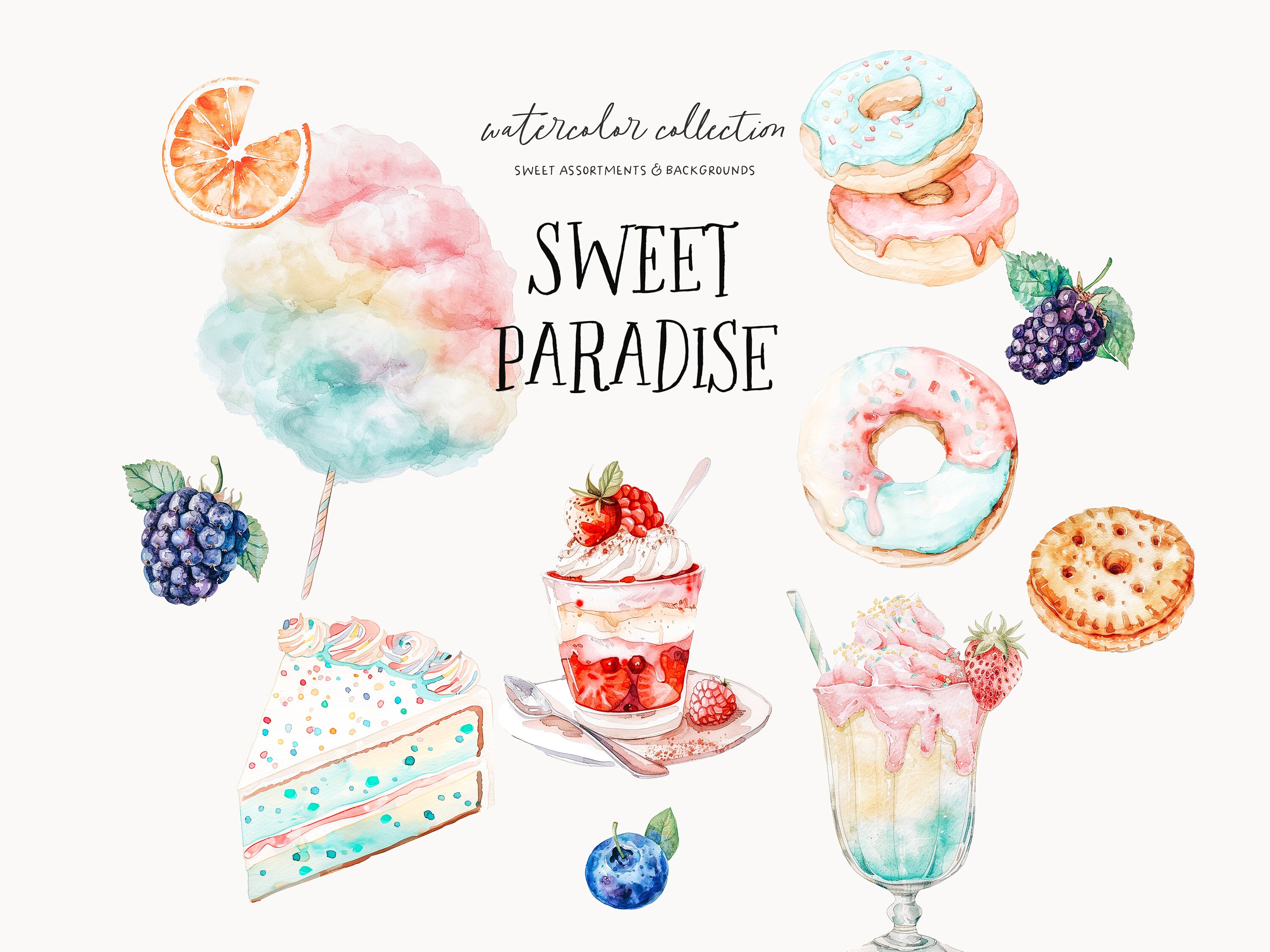 Sweets Watercolor Clipart Set Sweet Treats Sweets Party Sweet ...