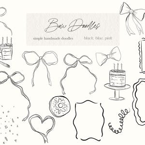 Bow Doodle Clipart - Simple Doodle Collection - Party Clipart - Bows ...
