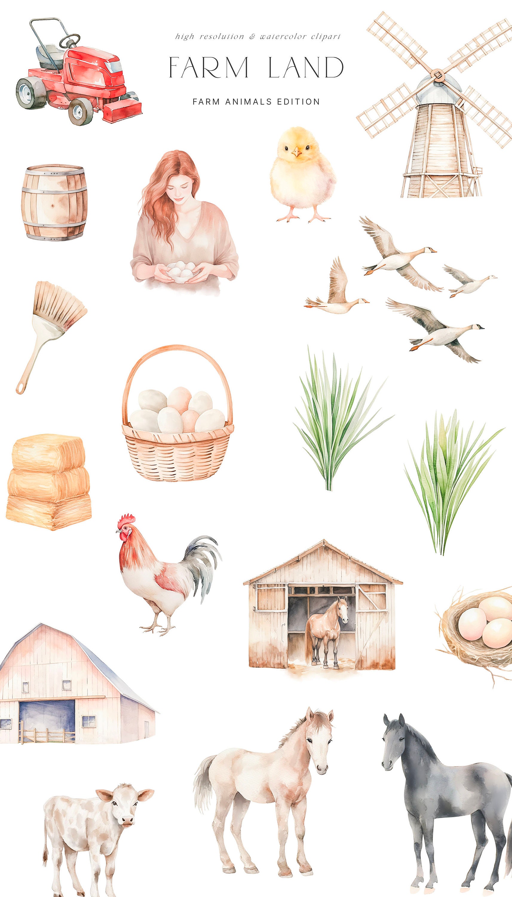 Farm House Animals Clipart Watercolor Clipart Farm Animals Clipart Farm ...