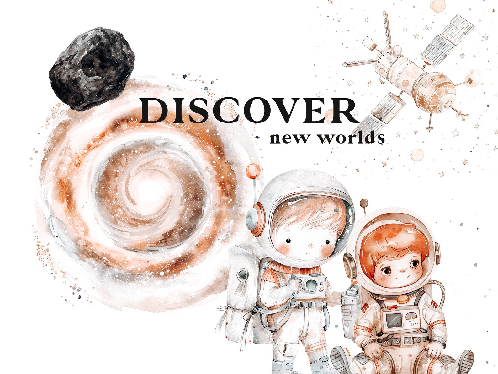 Space Clipart - Astronaut Clipart - Astronaut Boy Clipart - Watercolor ...