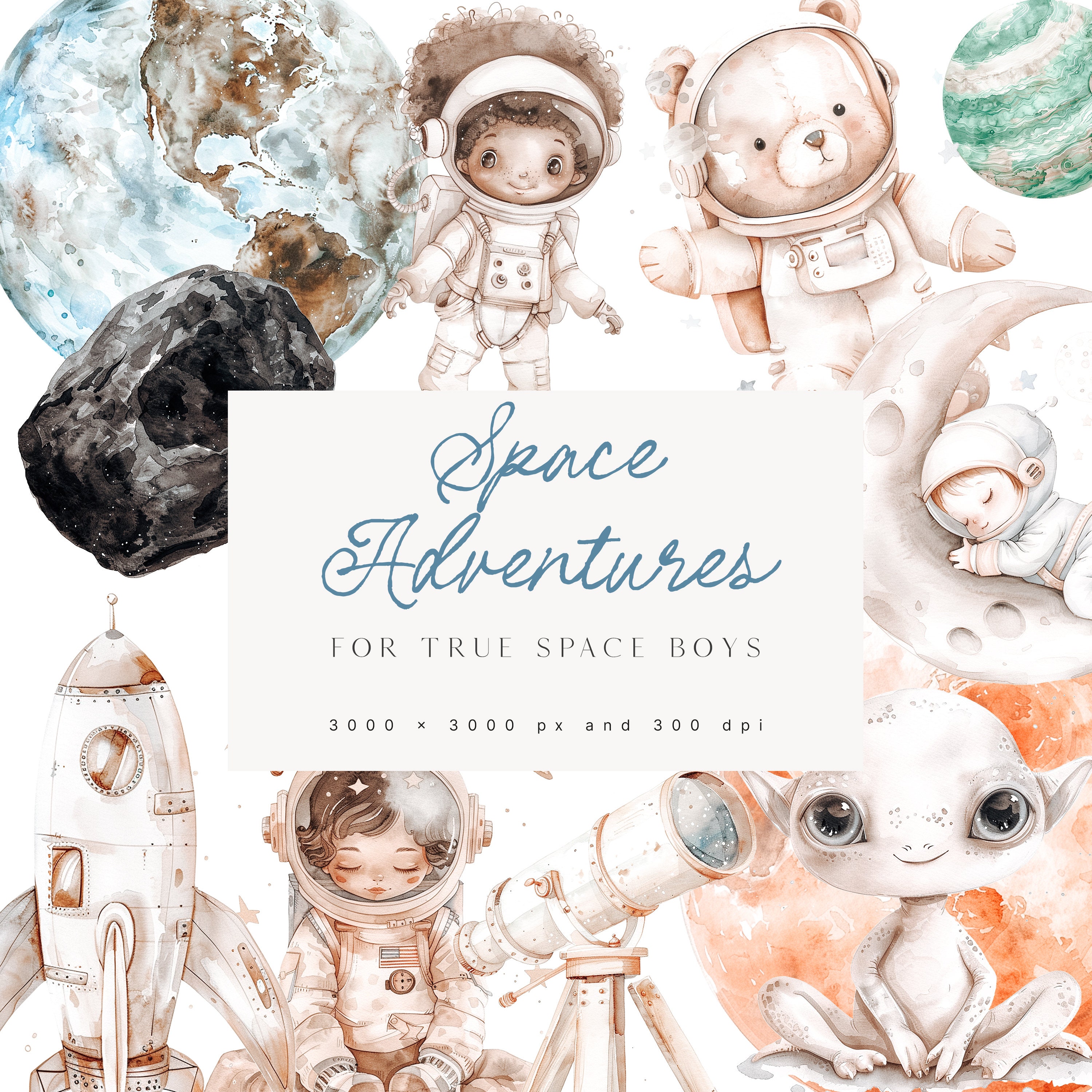 Space Clipart Astronaut Clipart Astronaut Boy Clipart Watercolor Space ...