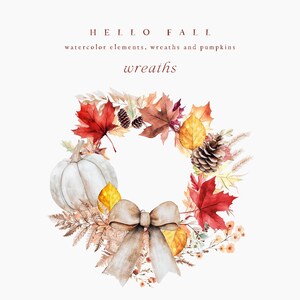 Watercolor Autumn Clipart - Pumpkin Clipart - Autumn Wreaths - Fall ...