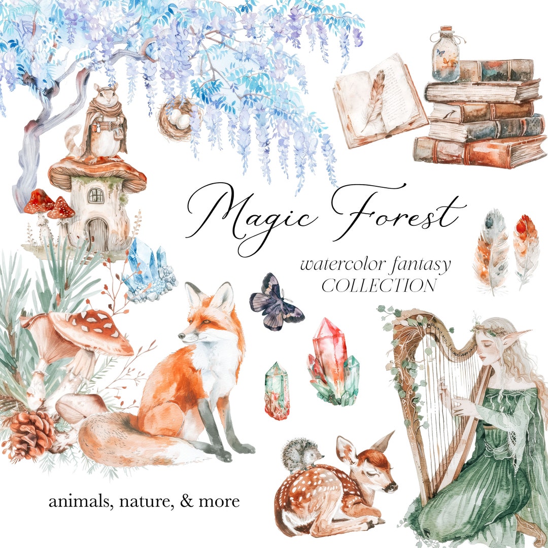 Fantasy Forest Clipart - Watercolor Fantasy - Magical - Woodland ...