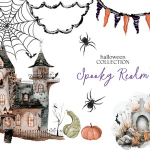 Halloween Watercolor Clipart - Spooky Clipart - Trick or Treat Clipart ...