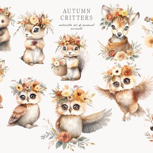 Watercolor Autumn Animals Clipart - Woodland Animals Clipart ...