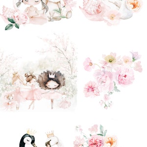 Watercolor Cute Ballerina Clipart Dusty Rose Ballerina Balet Clipart ...