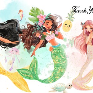 Watercolor Mermaid Clipart - Mermaid Party Clipart - Kids Mermaid ...