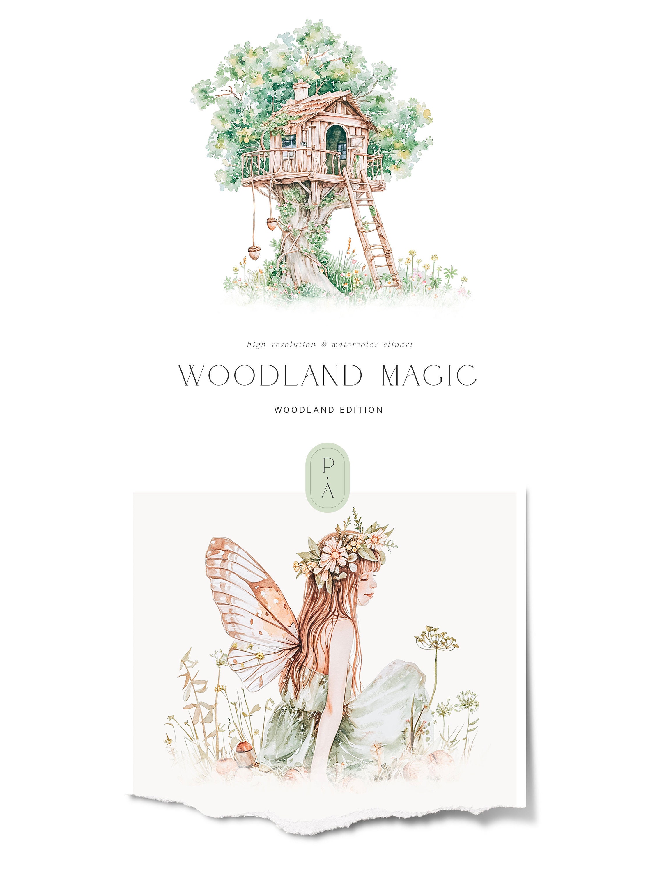 Watercolor Woodland Fairy Clipart - Fairies Clipart - Watercolor ...