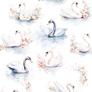 Watercolor Swans Clipart - Swans Clipart - Swans Floral Clipart ...