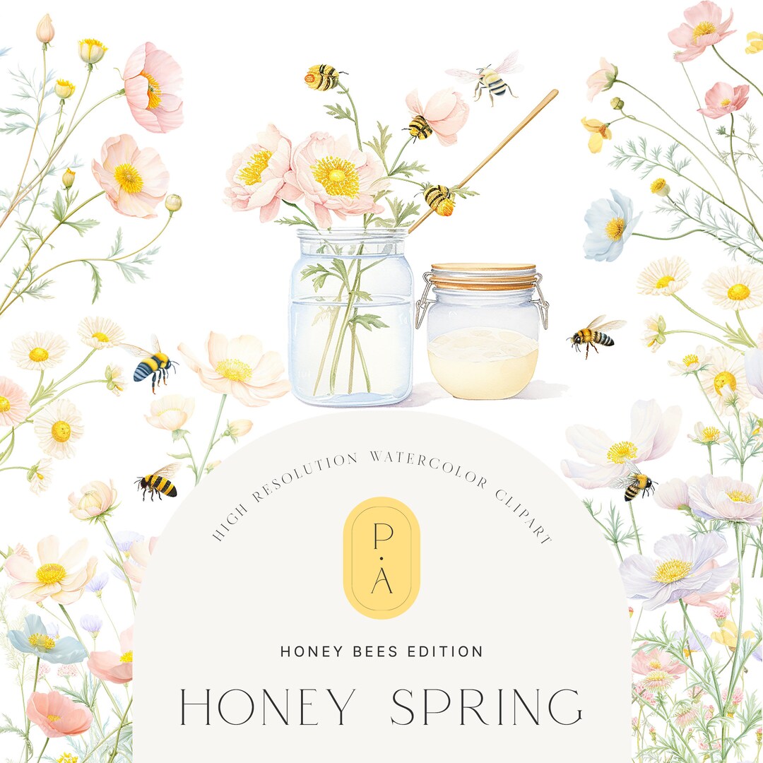 Honey Bees Watercolor Clipart Bumble Bees Clipart Honey Bees Clipart ...