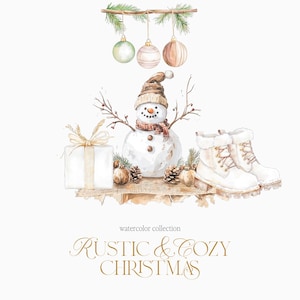 Watercolor Rustic Christmas Clipart - Rustic Cozy Winter Collection ...