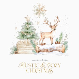 Watercolor Rustic Christmas Clipart - Rustic Cozy Winter Collection ...