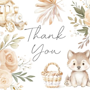 Neutral Baby Watercolor Clipart - Boho Baby - Boho Animals - Neutral ...