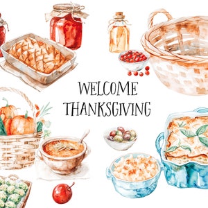 Thanksgiving Watercolor Clipart - Harvest Clipart - Turkey Clipart ...