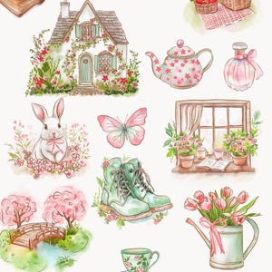 Watercolor and Ink Hand Painted Planner Clipart - Floral Planner - Pink ...