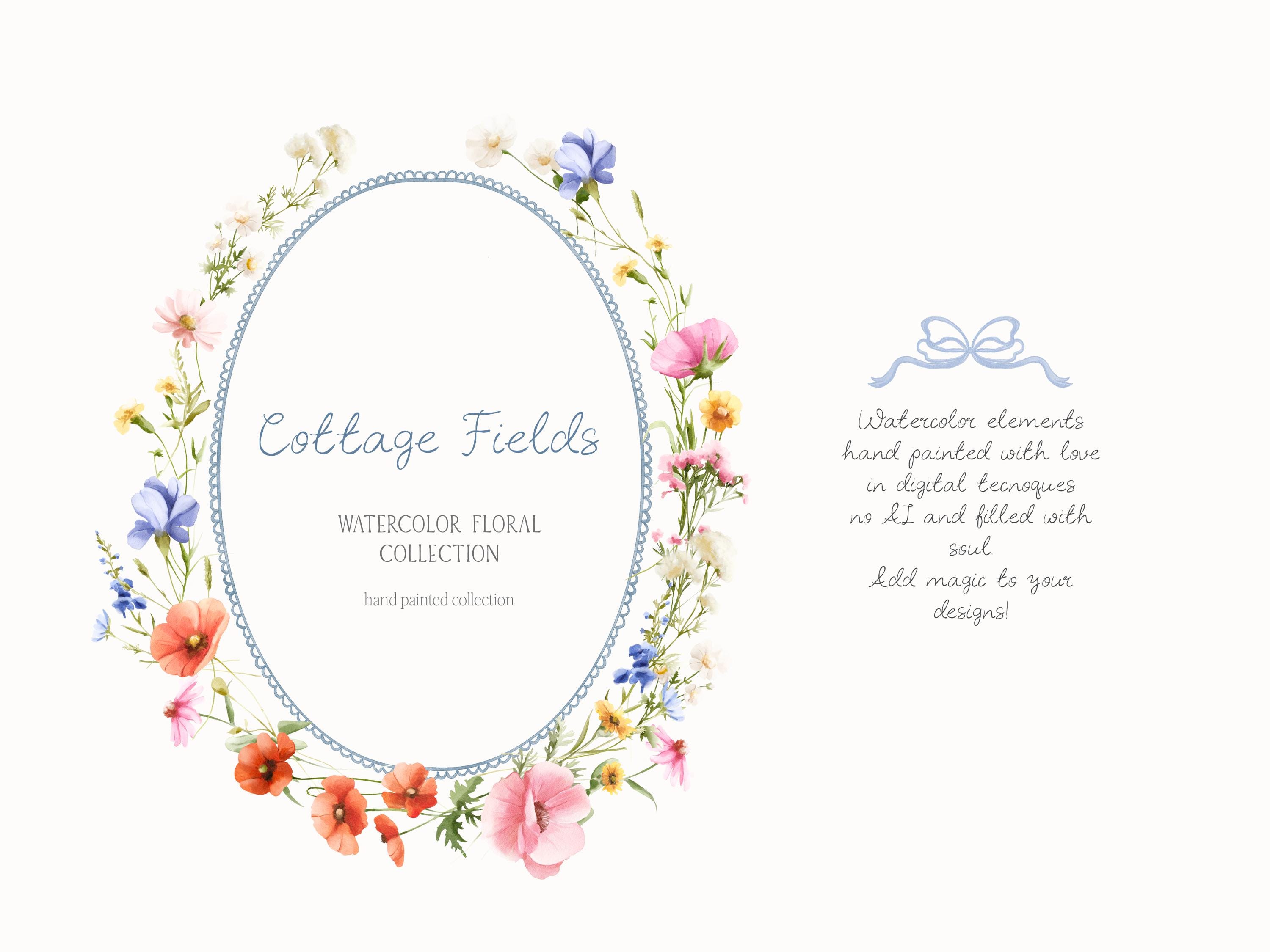 Watercolor Wild Cottage Fields - Preppy Wild Flowers - Preppy ...