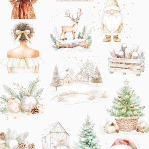 Watercolor Rustic Christmas Clipart - Rustic Cozy Winter Collection ...