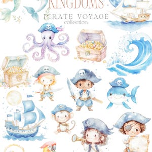 Cute Pirate Clipart - Watercolor Pirates - Clipart for Kids - Magic ...