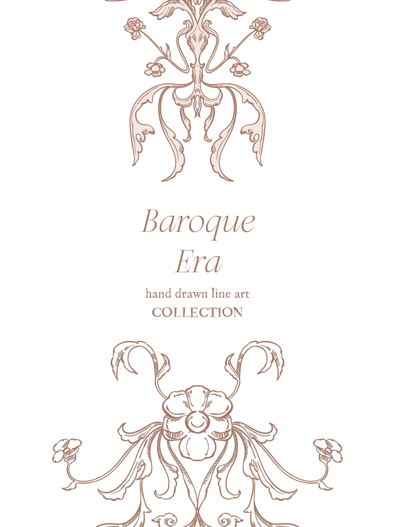 Baroque Era Mocha Mousse Line Art Collection - Rococo Line Art ...