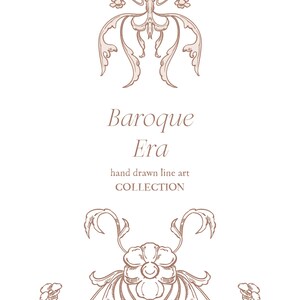 Baroque Era Mocha Mousse Line Art Collection - Rococo Line Art ...