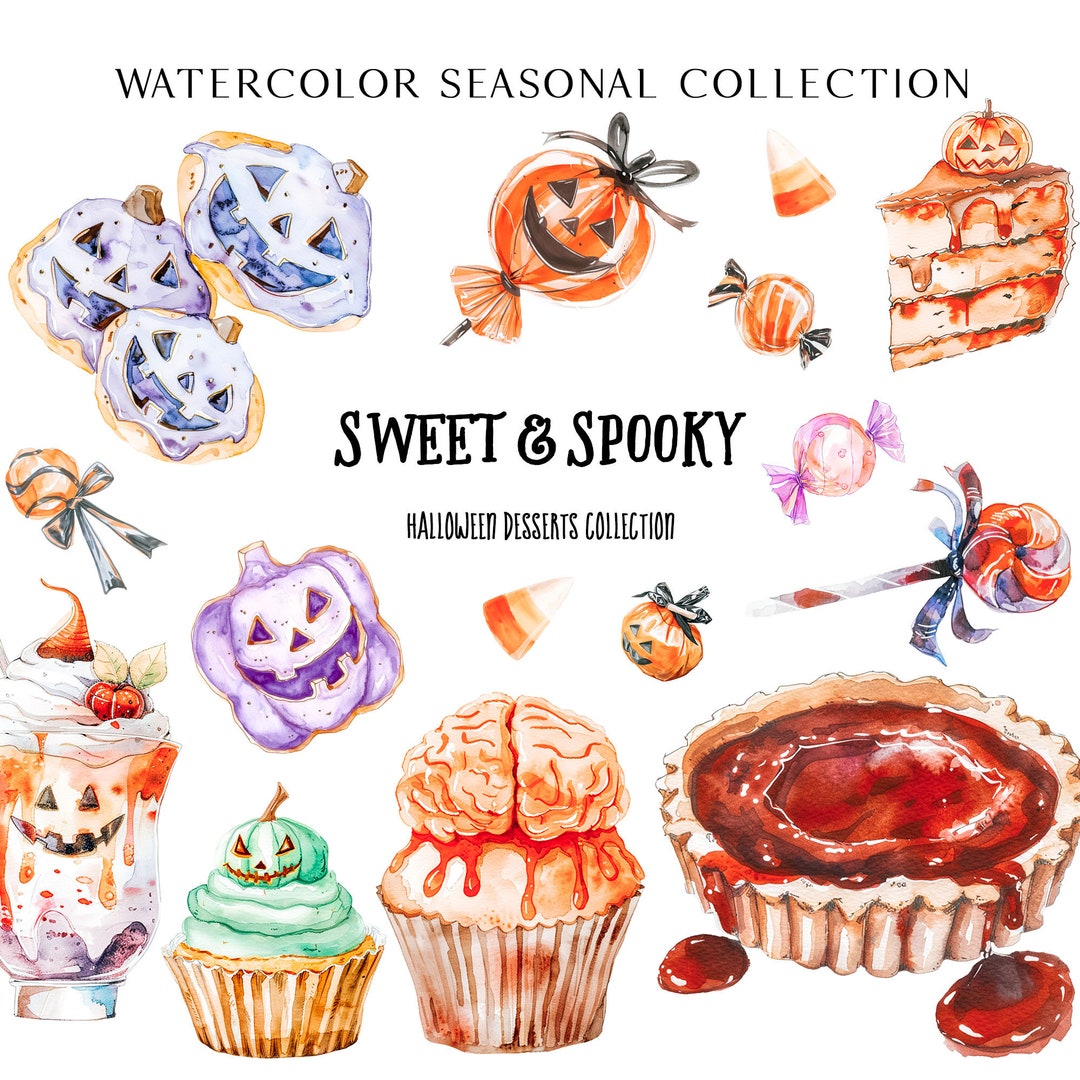 Halloween Desserts Clipart - Spooky Sweets - Sweets Clipart - Trick or ...