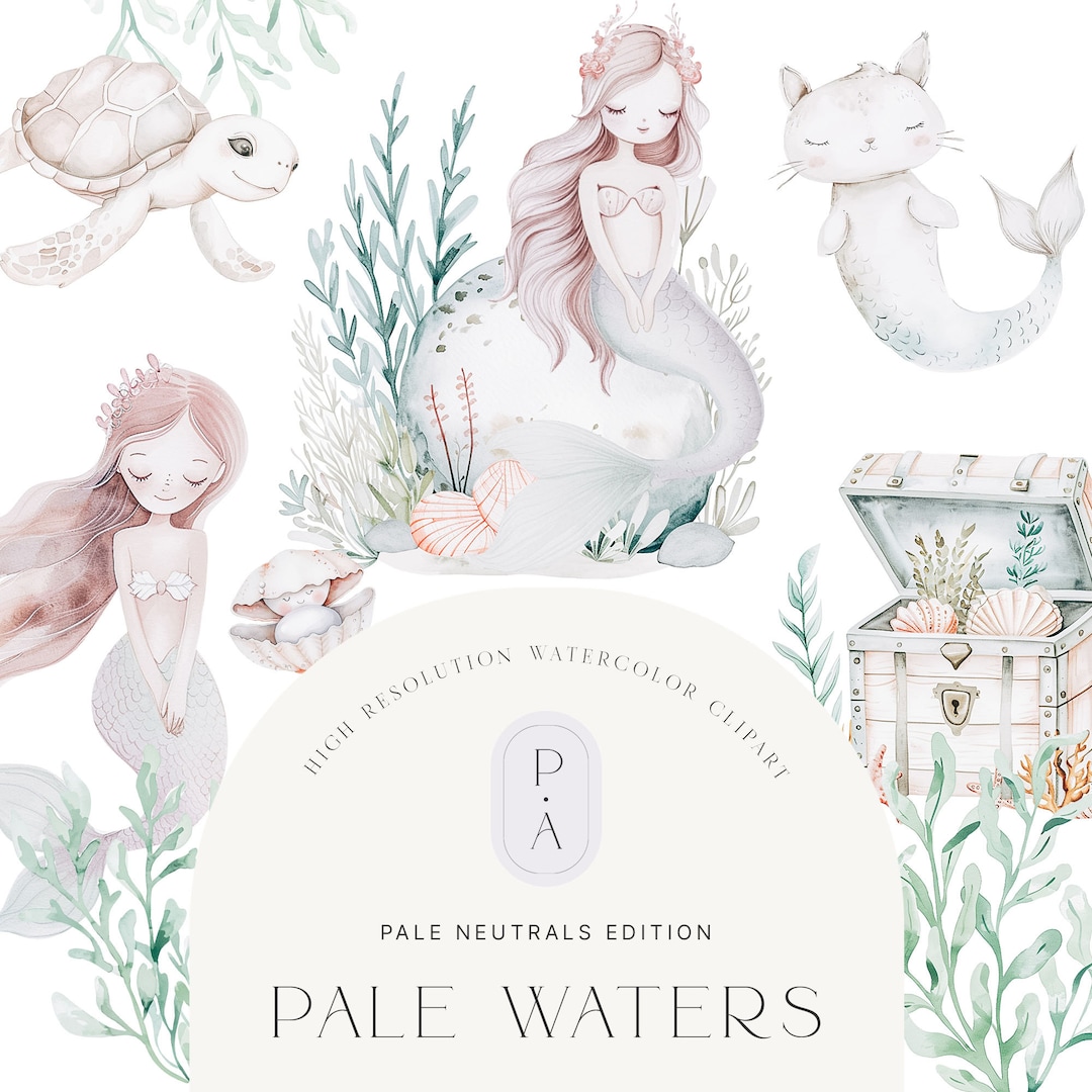 Soft Mermaids Watercolor Clipart - Mermaid Clipart Set - Ocean Clipart ...