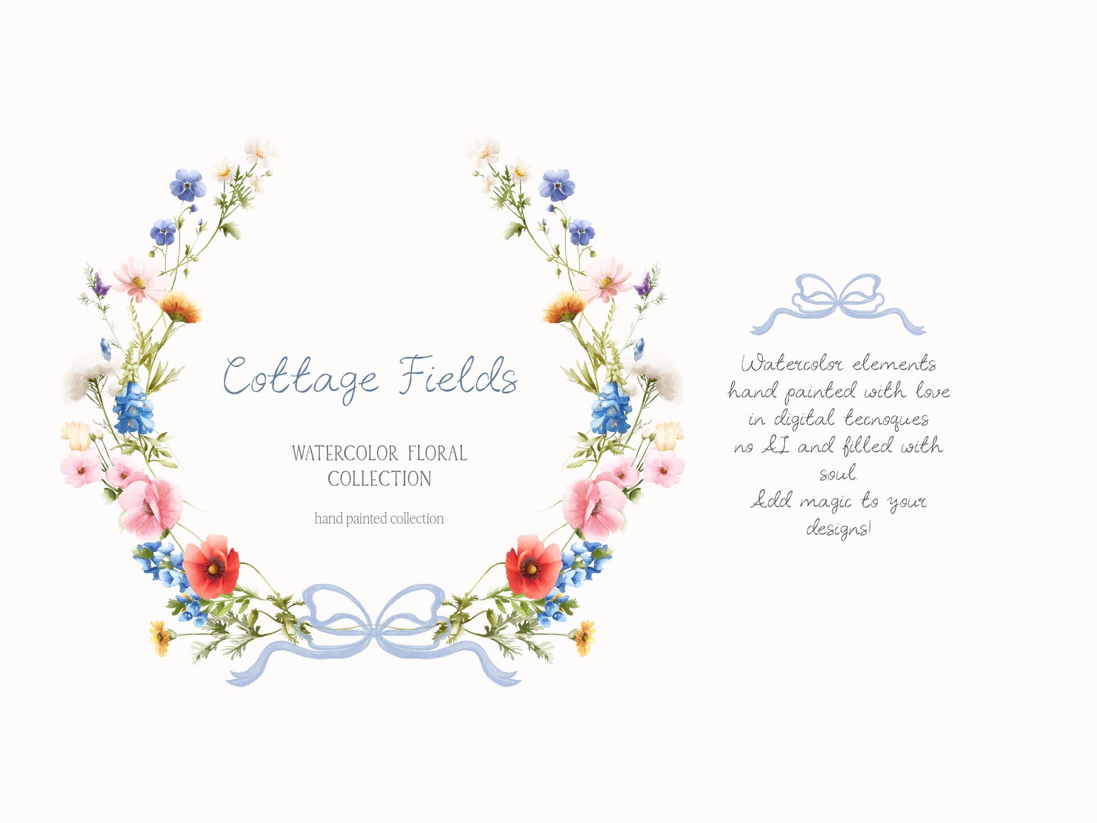 Watercolor Wild Cottage Fields - Preppy Wild Flowers - Preppy ...