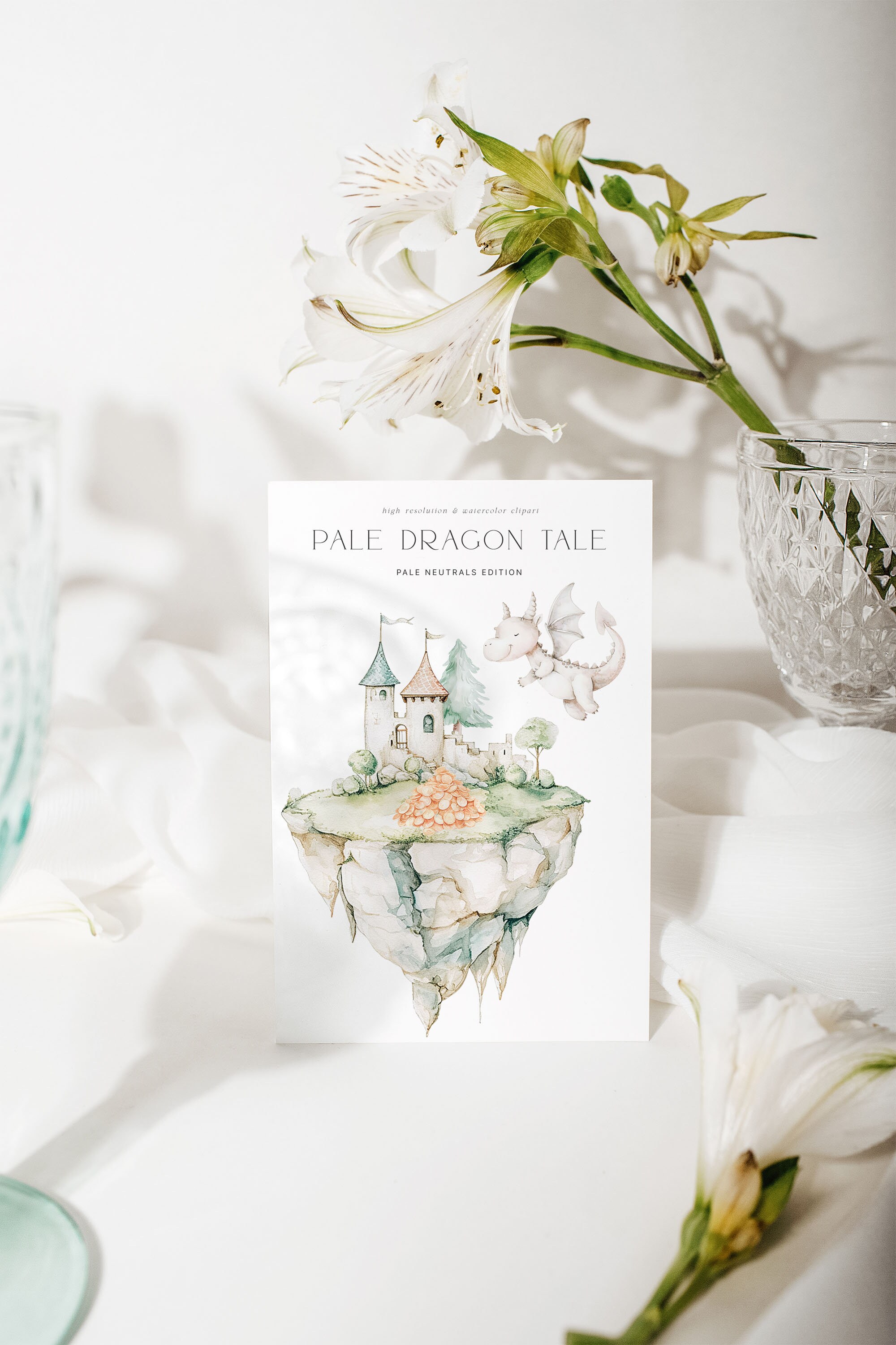 Neutral Dragons Watercolor Clipart Kingdom Clipart Dragon Clipart for ...