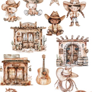 Cute Cowboys Watercolor Clipart - Watercolor Cowboys - Western Clipart ...
