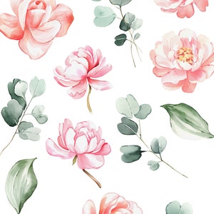 Rose & Peony Clipart - Watercolor Roses - Peony Clipart - Blush Floral ...